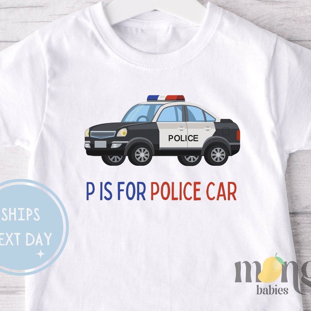 P Is For Police Car Kids Tshirt Police Baby Police Officer Policeman ...