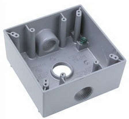 P&S Gray Die-Cast Aluminum Weatherproof 2-G Deep Outlet Box 3-Hole 3/4 ...