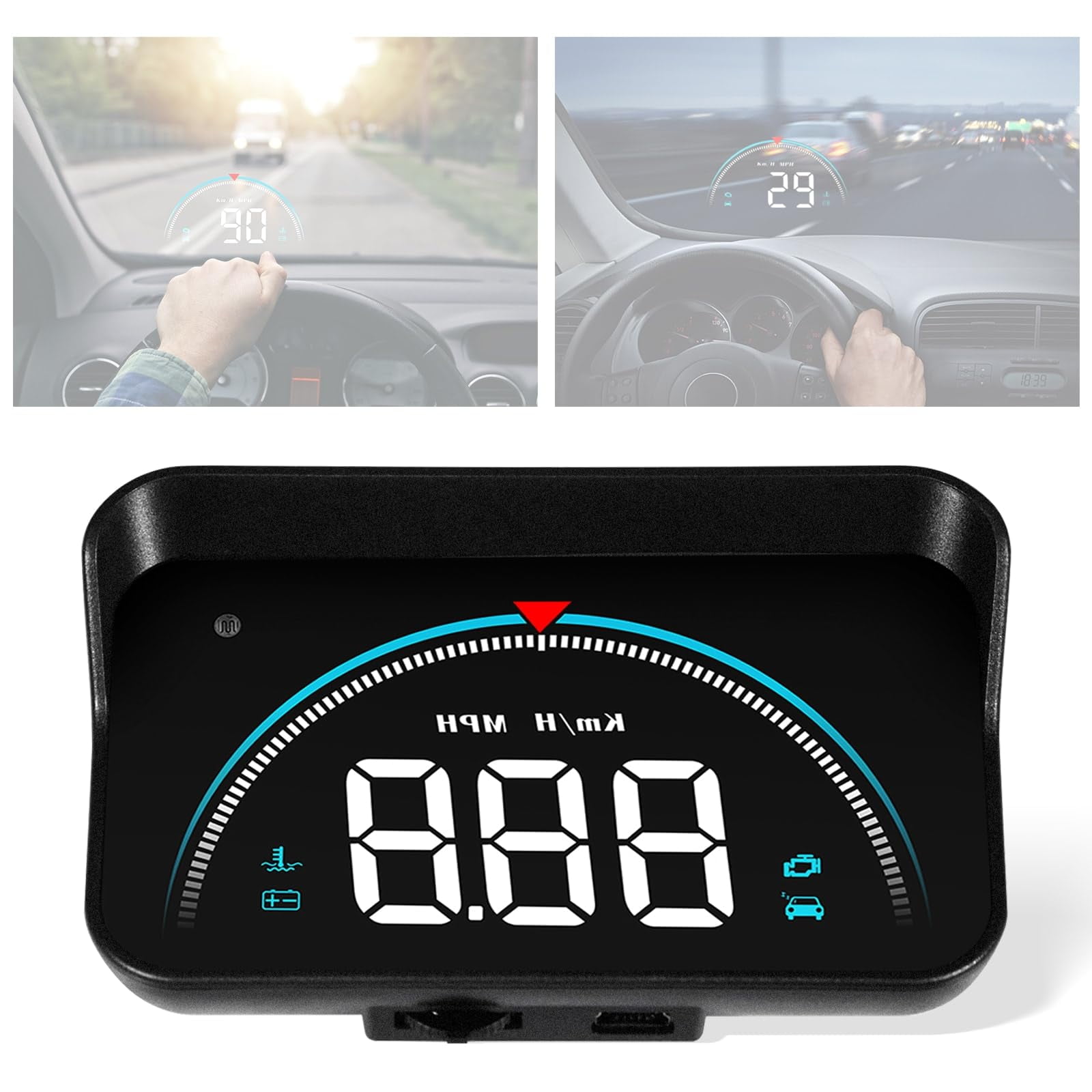 P SEPEY Car OBD2 HUD Head Up Display Gauge Speedometer MPH KMH RPM ...