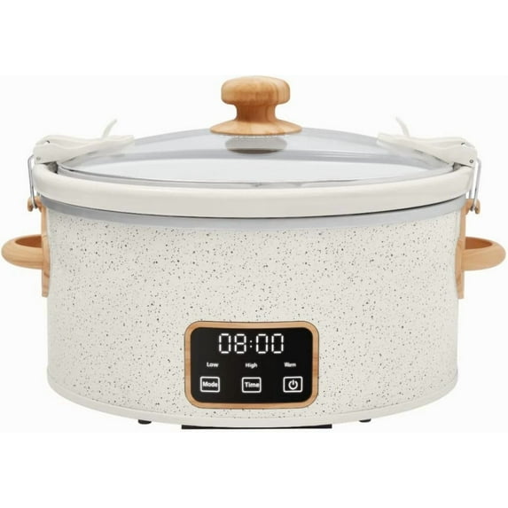 P. W. 6 QT Slow Cooker, Locking, Digital, Stainless Steel Housing Lid ...