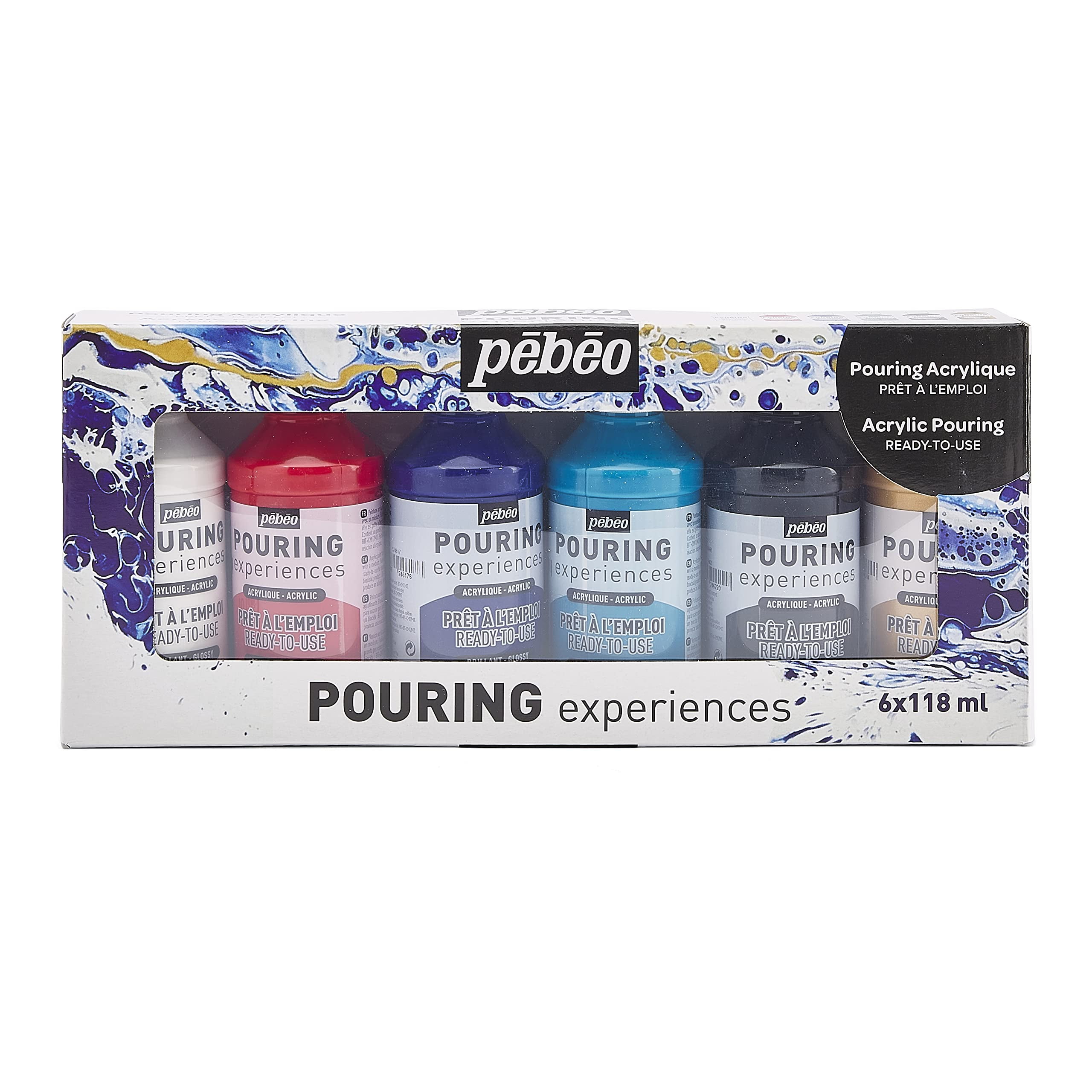 Pébéo Acrylic Pouring Paint Starter Kit - Art and Painting Supplies ...