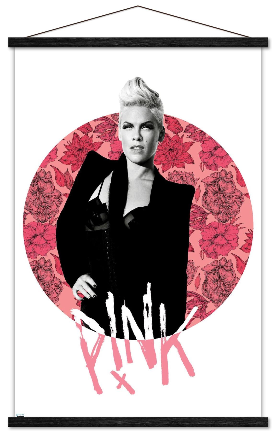 P!nk - Flowers Wall Poster with Wooden Magnetic Frame, 22.375" x 34 ...