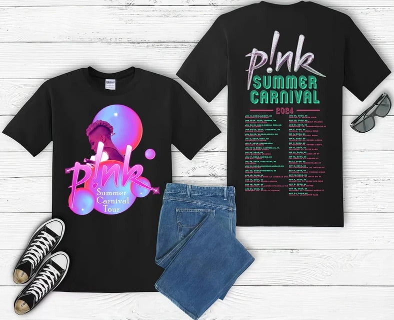 P!nk Pink' Singer Summer Carnival 2024 Festival WORLD Tour T shirt S ...