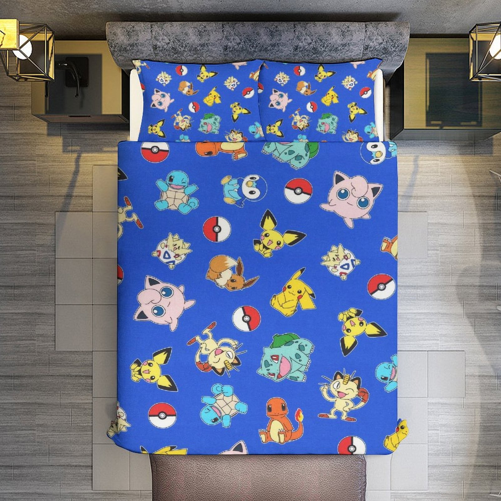 P-okemon Pikachu Eevee Charmander Squirtle Bulbasaur Bedding Set,Duvet ...