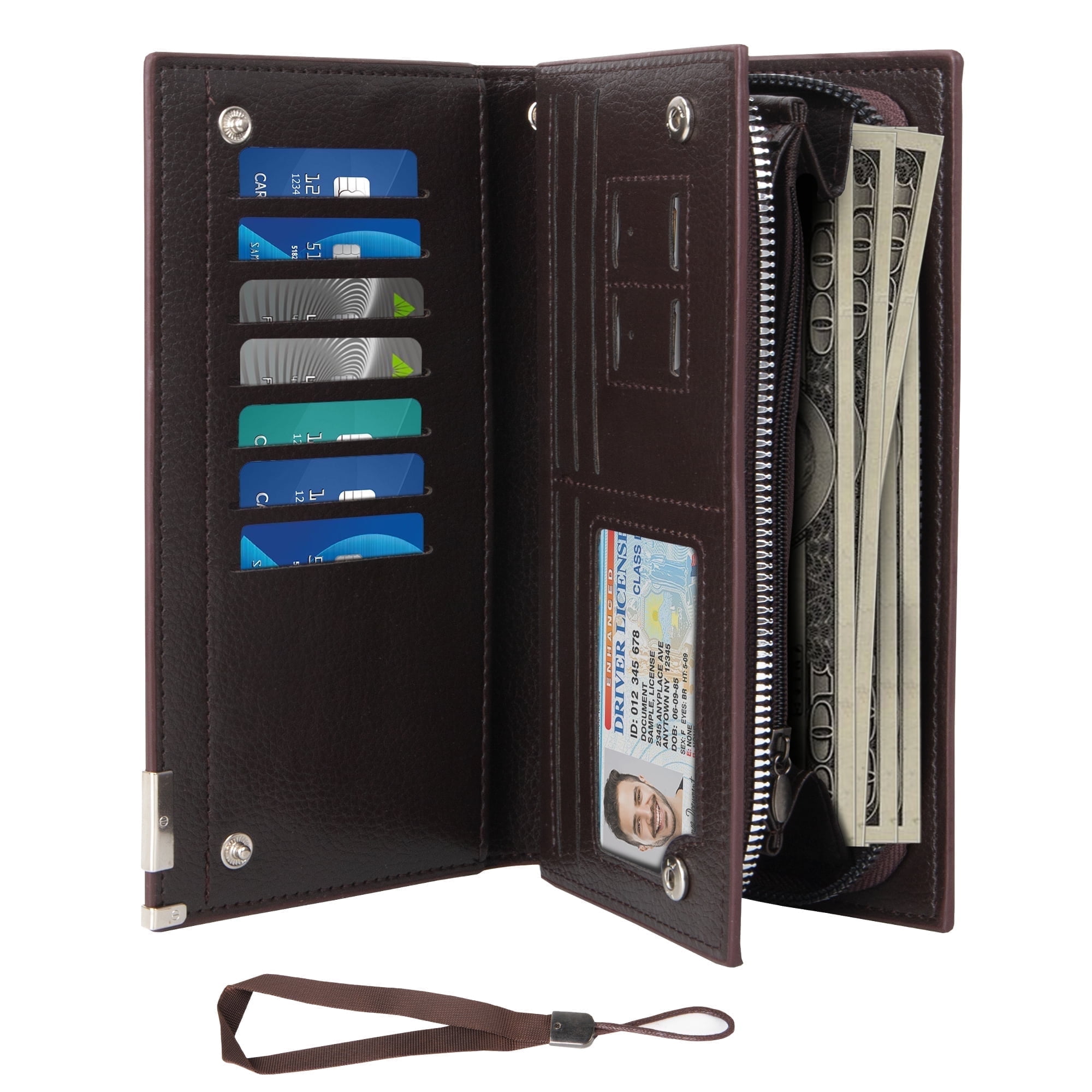 Cshidworld Mens Wallet Genuine Leather, Long Zipper Wallet RFID ...