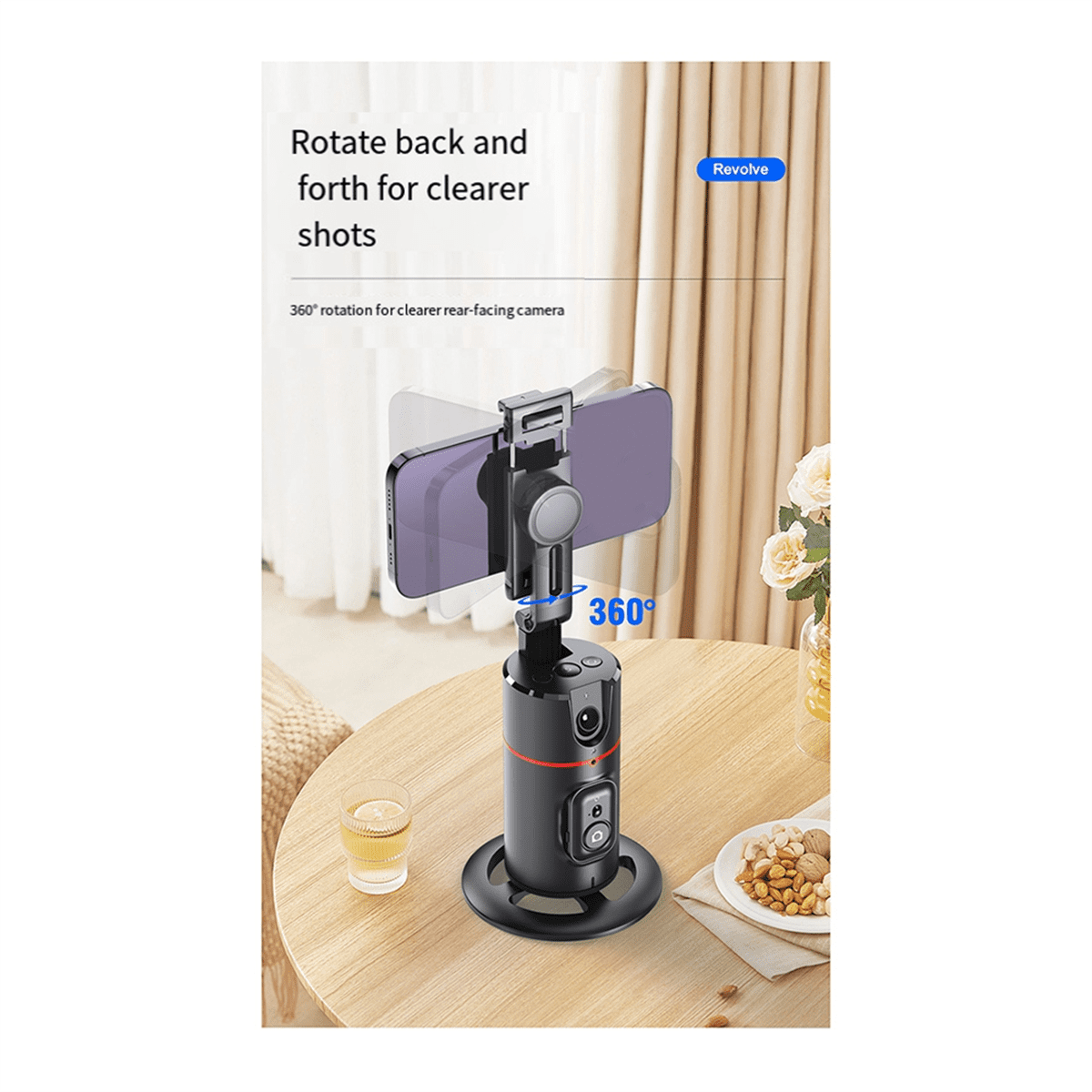 P02 360° Gimbal Stabilizer Desktop AI Automatic Tracking with Remote ...