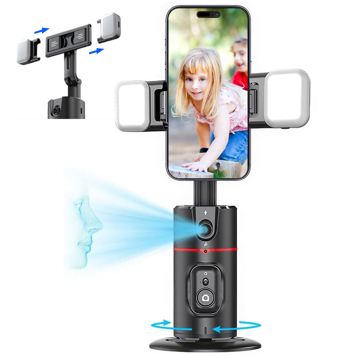 P02 Intelligent 360° Mobile Phone Head Intelligent AI Face Recognition ...