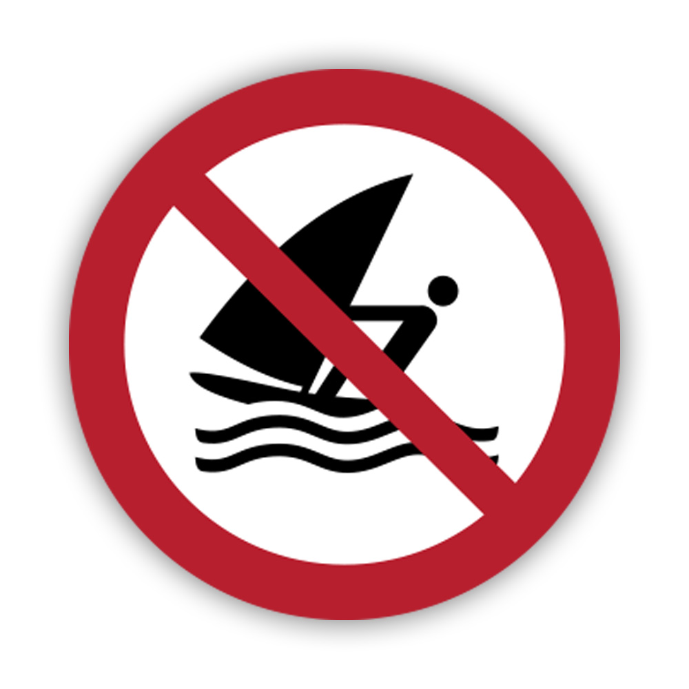 P054 - No Windsurfing Sticker Decal - Self Adhesive Vinyl - Weatherproof - Made in USA - iso ...