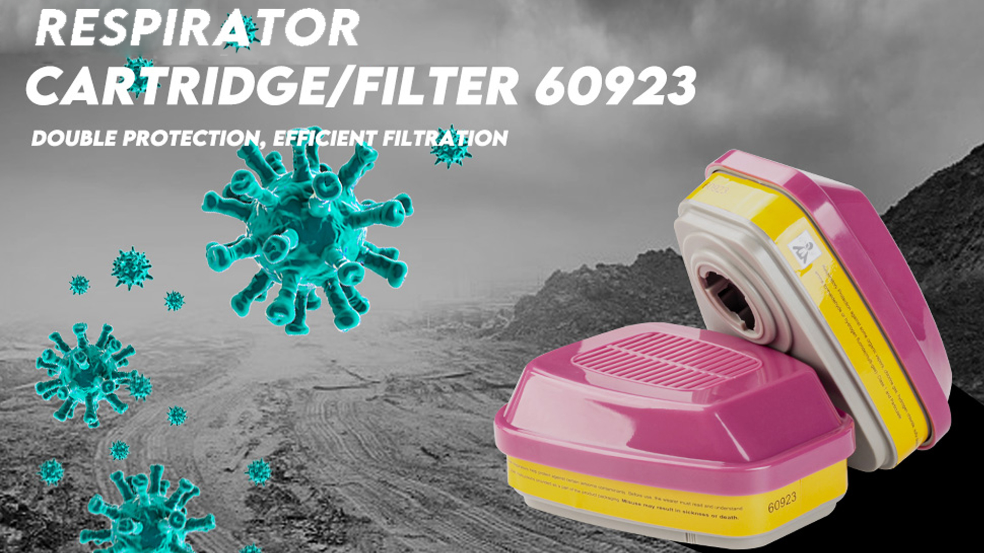 P100 Respirator Cartridge, 60923 Particulate Filter, for Half and Full ...