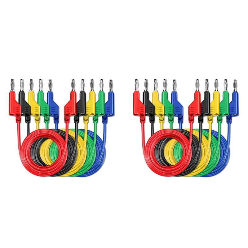 P1036 10PCS 4mm Copper Banana Plug to Banana Plug Multimeter Leads Soft PVC Cable 1M Wire 1000V ...