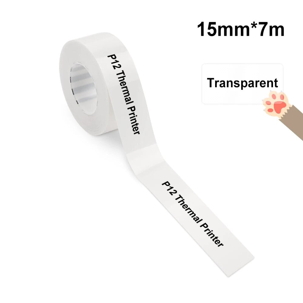 P12 Thermal Paper Roll Continus Label Tape 15mm*7m Self Adhesive Label ...