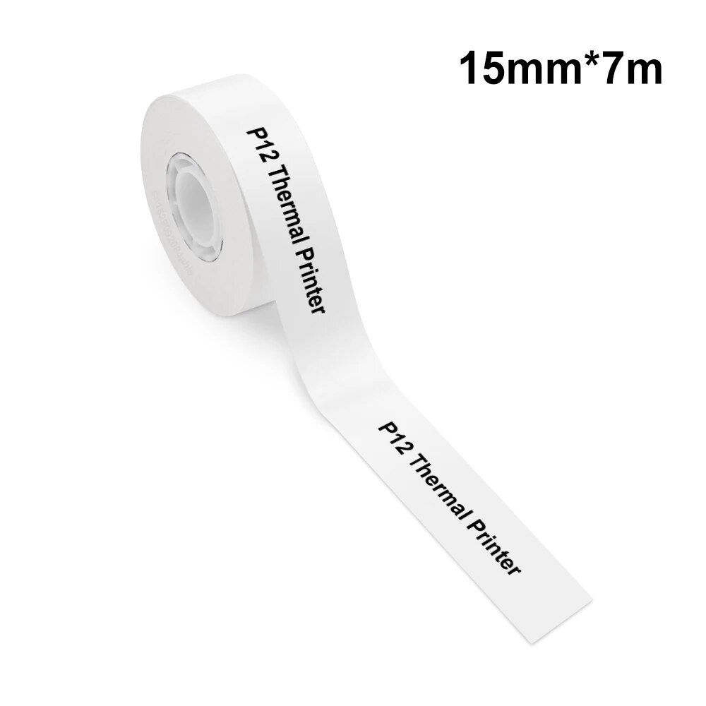 P12 Thermal Paper Roll Continus Label Tape 15mm*7m Self Adhesive Label ...