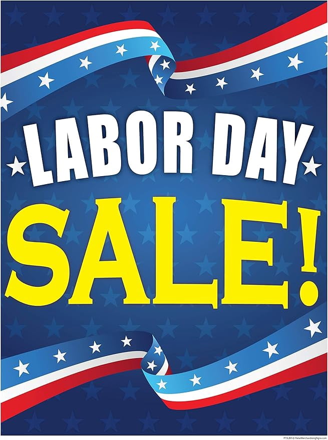 P15LBR "Labor Day Sale" Holiday Patriotic Seasonal Vinyl Window Sale ...