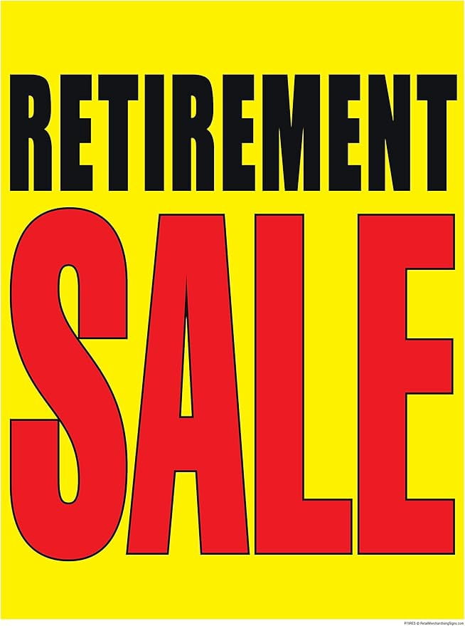 P15RES Retirement Sale Window Sale Sign Posters Retail Business Store ...