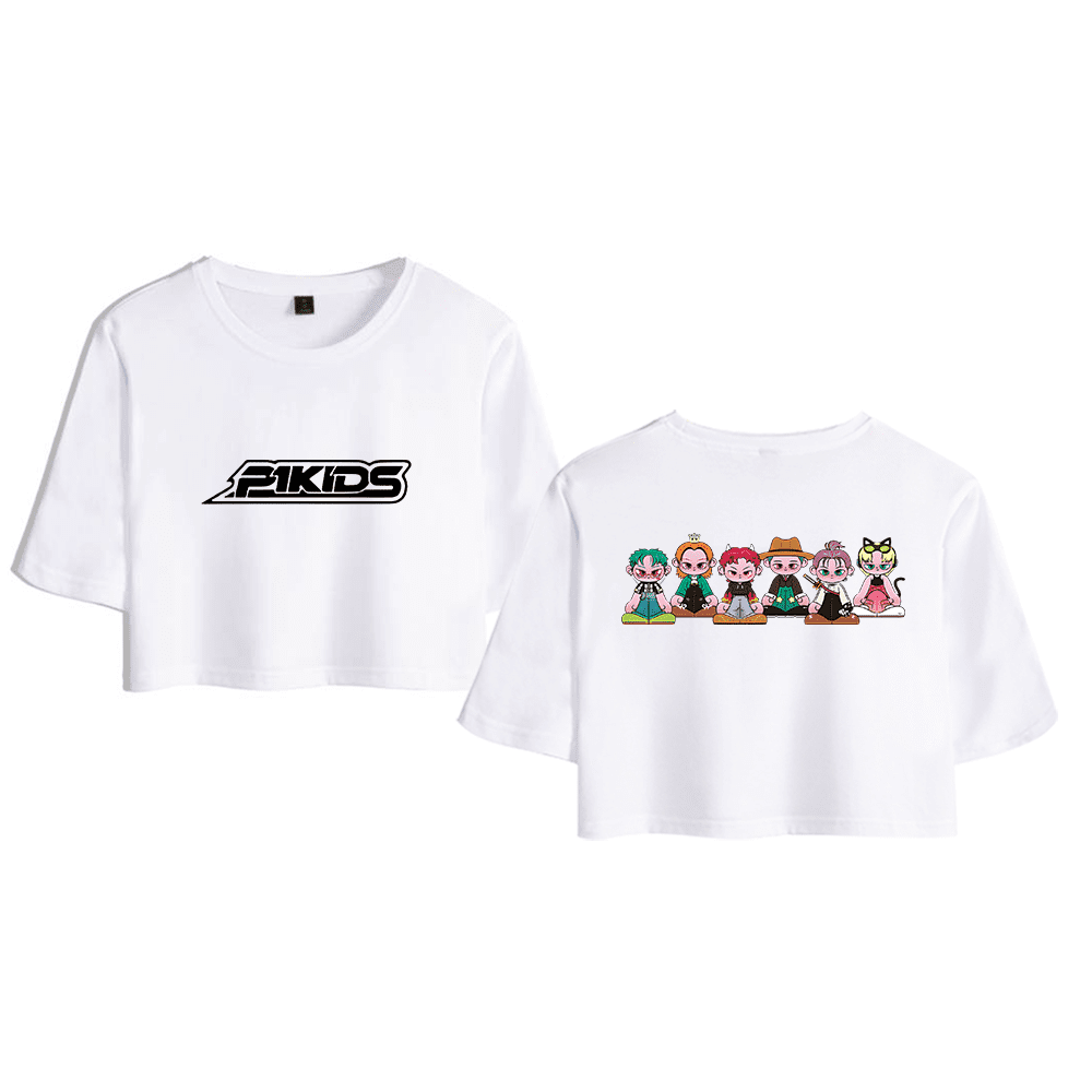 P1Harmony Merch Pikids Crop Top T-shirt Women Girl Team Cartoon Short ...