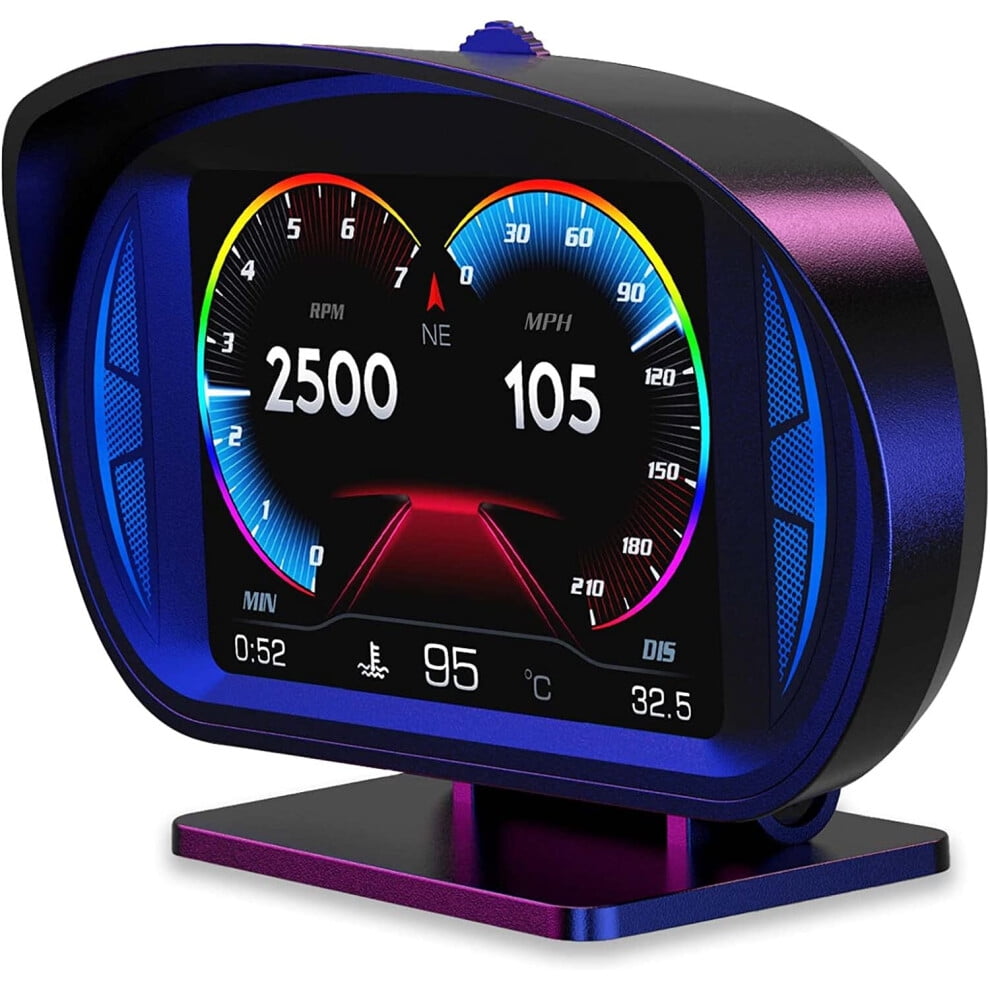 P2 Digital OBD2 Speedometer Head Up Display With Speed MPH Tachometer ...