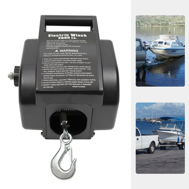 P2000-4 2000LB Electric Boat Winch, Reversible Electric Trailer Winch ...