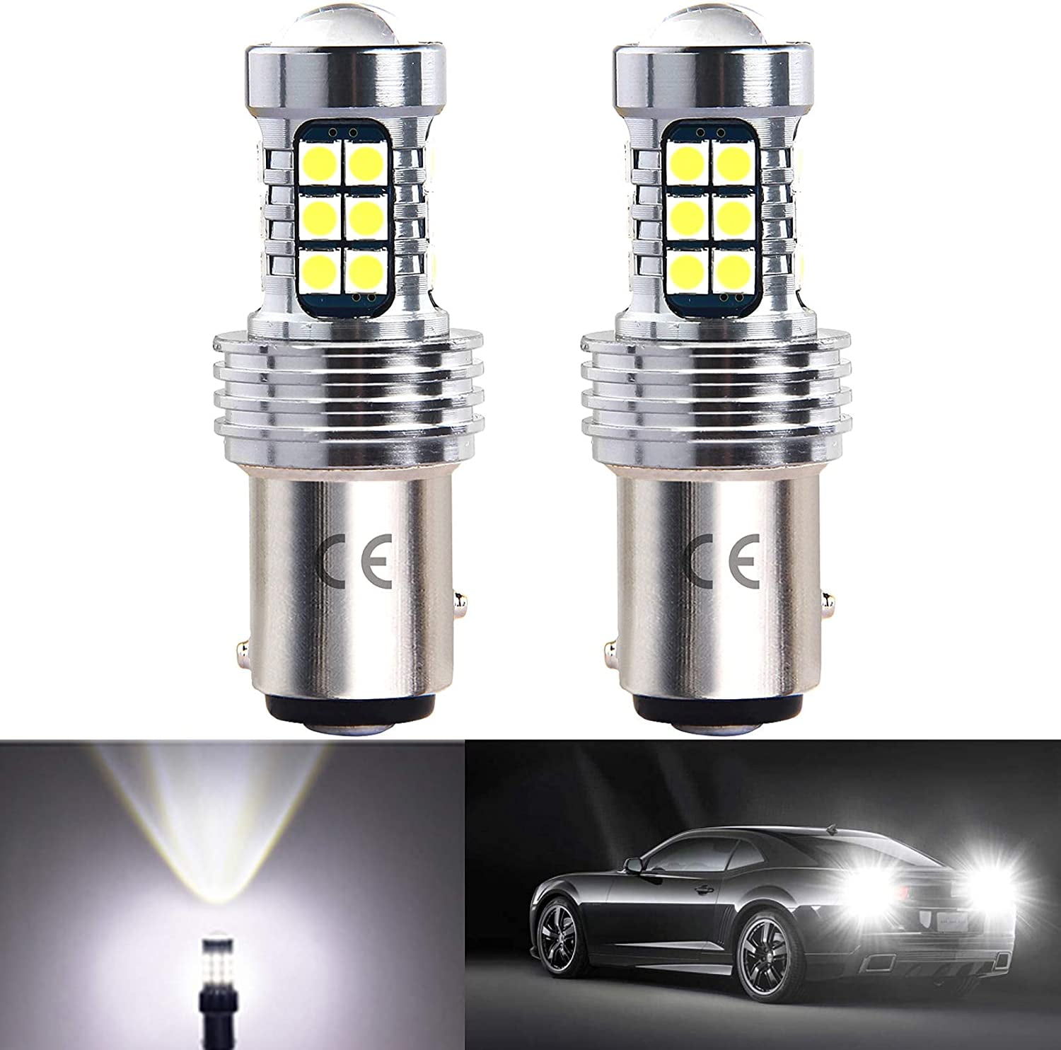 P21/5W Led 1157 Bay15d 12V 24V (Pack Of 2) Car Bulbs, With Hd Lens ...