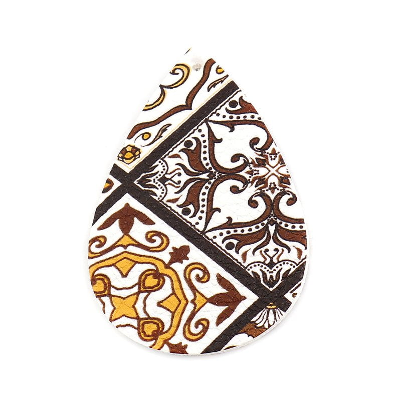 P218 - 10 pcs. White and Brown Faux Leather Dangle Charms Pendants ...