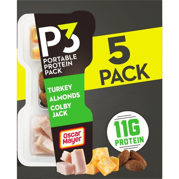 P3 International Turkey, Almonds & Colby Jack Cheese Snack Pack, 5 ...