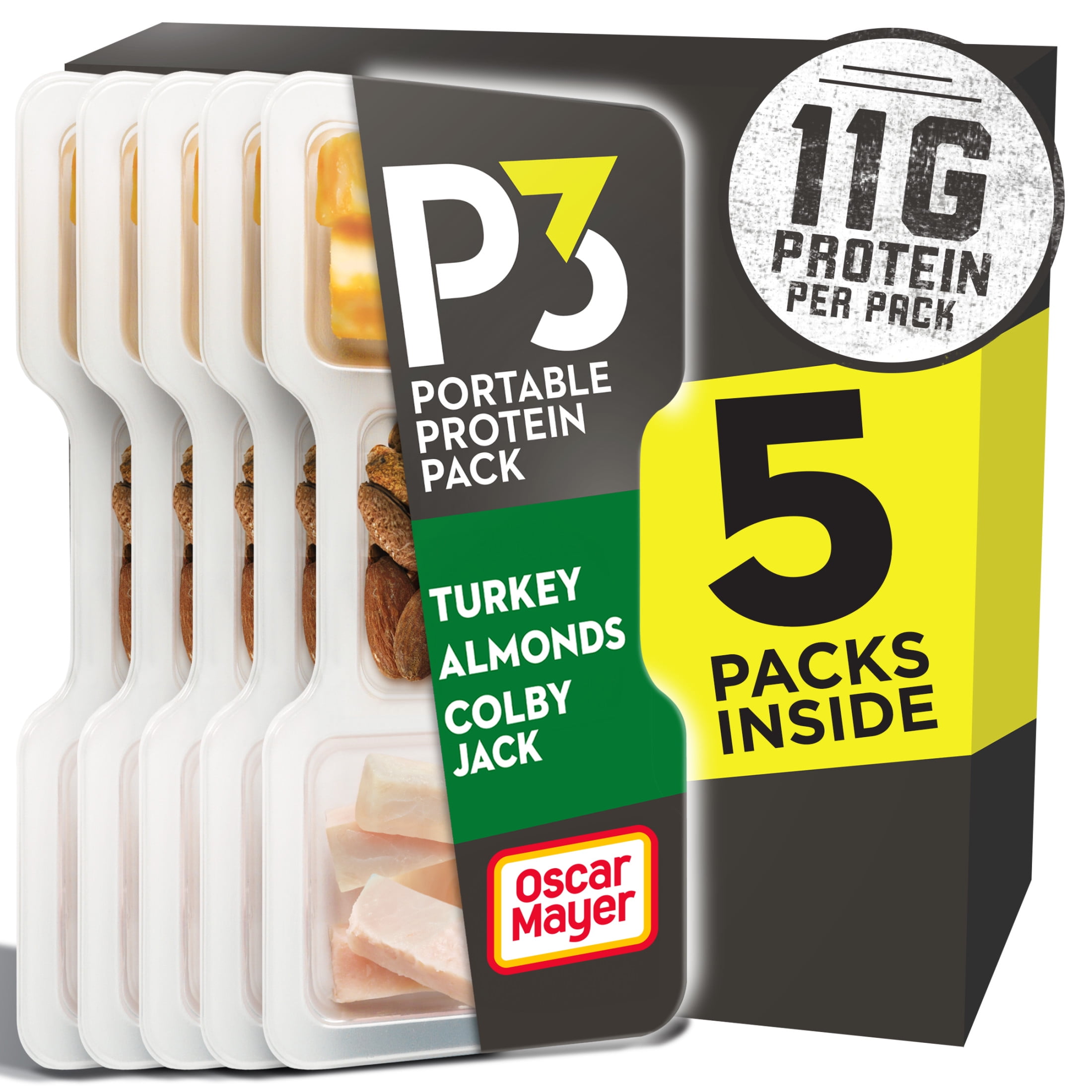 P3 International Turkey Almonds Colby Jack Snack Pack 5 Count 2oz ...