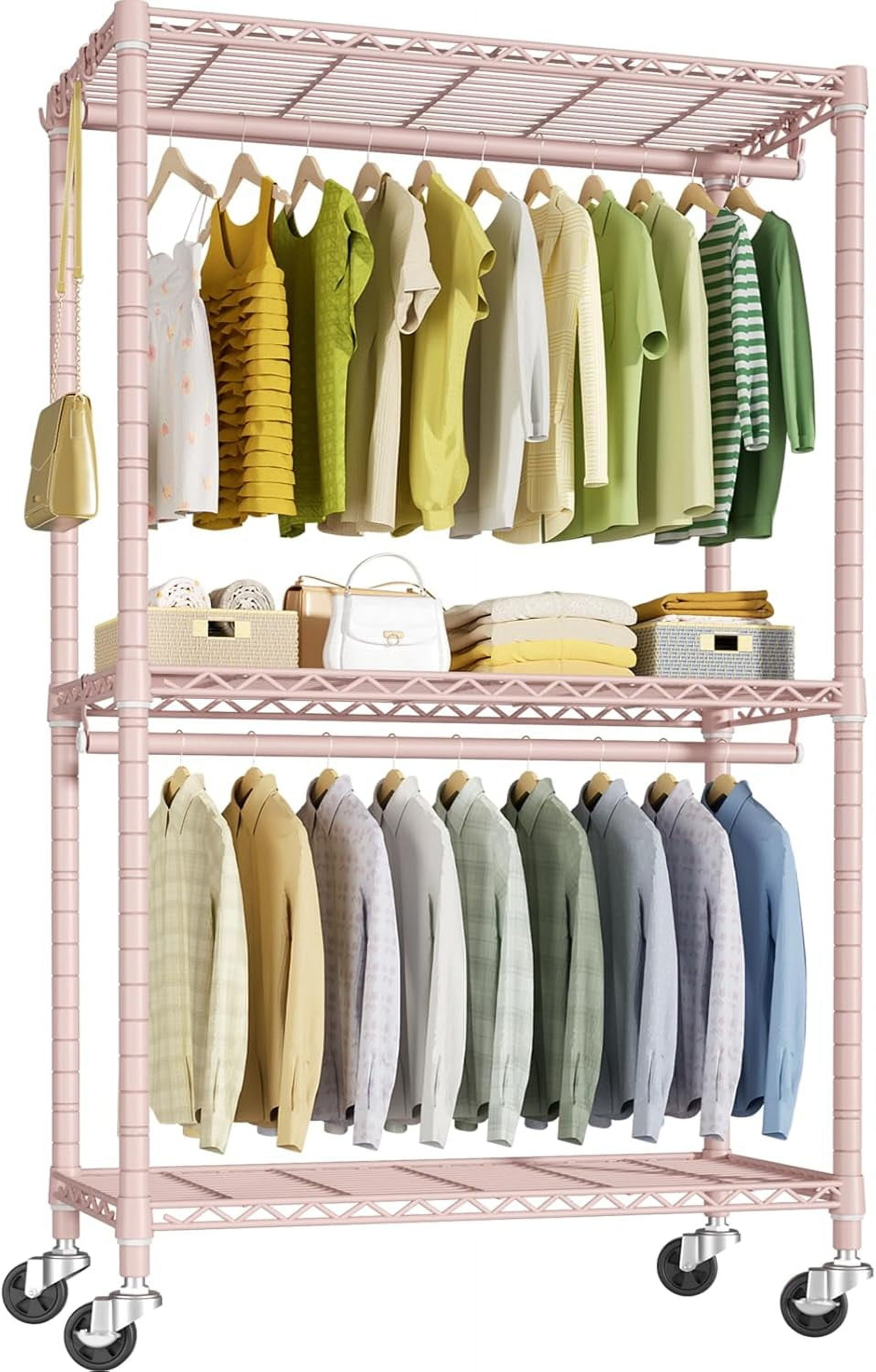 P3 Rolling Clothes Rack, Clothing Racks for Hanging Clothes, Heavy Duty ...