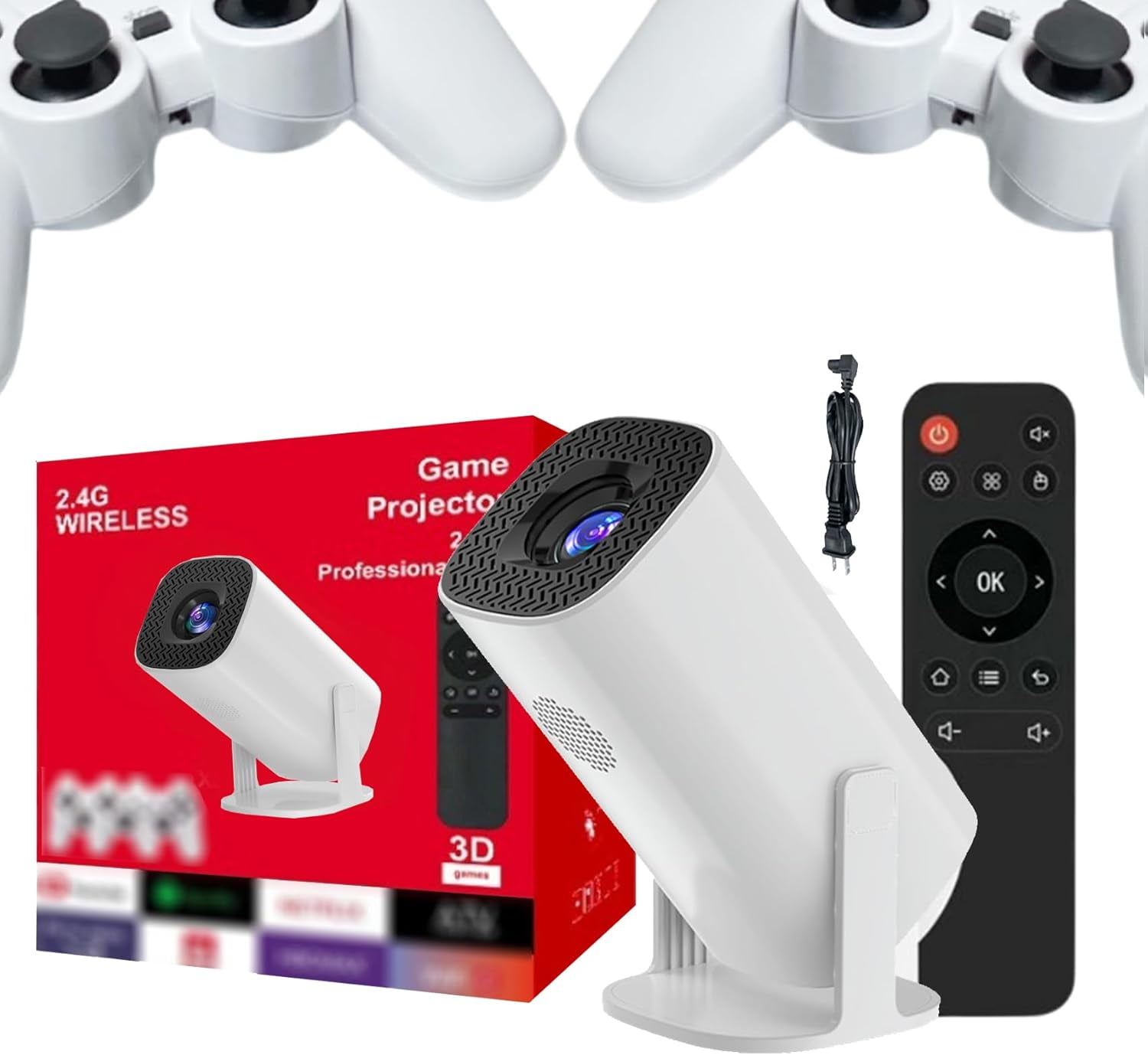 P30 Max Projector and Game + 2 Wireless Controllers, P30 Max Smart Gaming Projector with Built ...