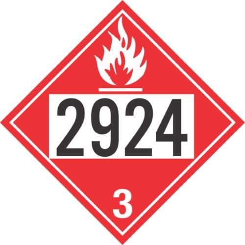 -P309c2924, Flammable Class 3 UN2924 Removable Vinyl DOT Placard ...