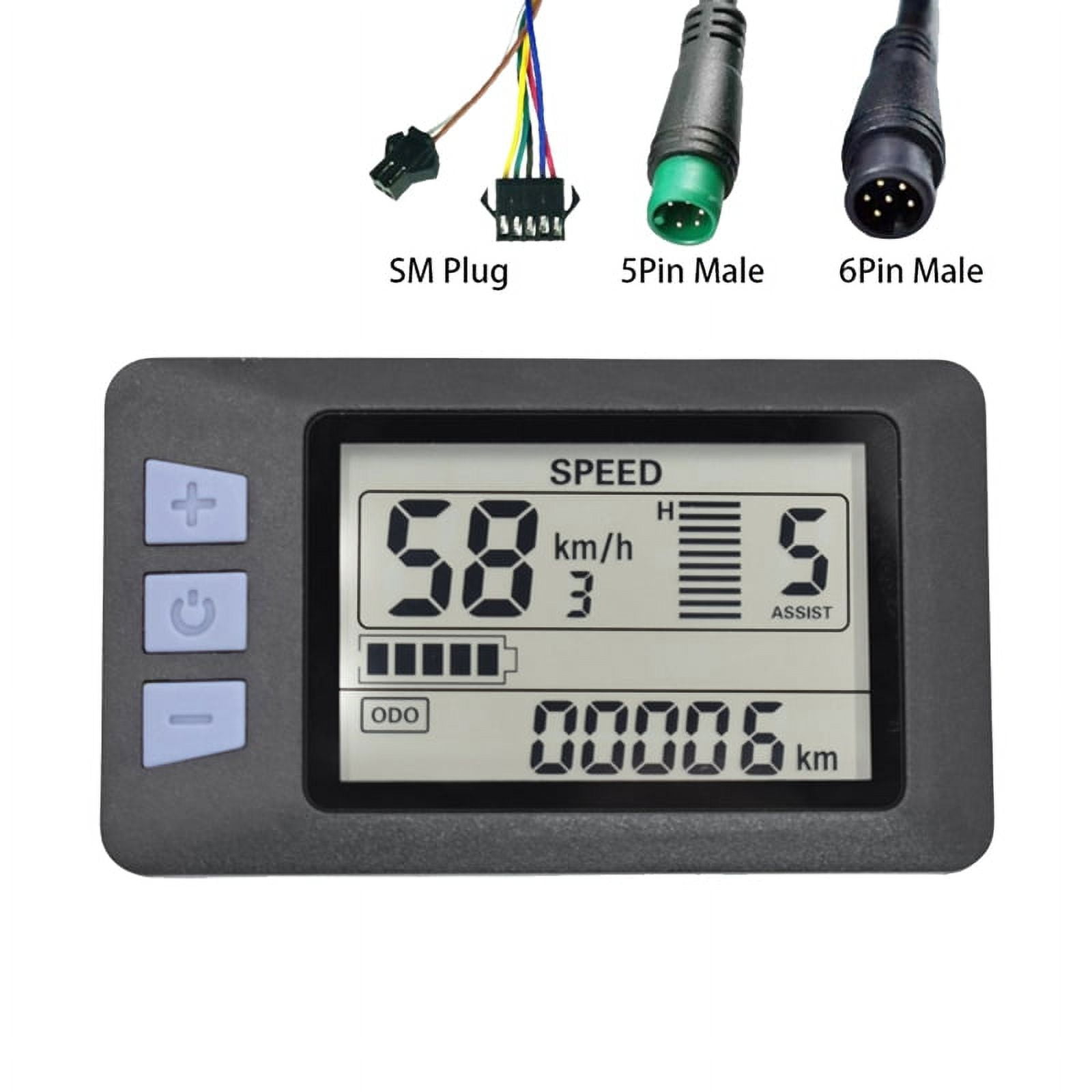 P3H LCD Meter Dashboard, 24V-60V Electric Bike Scooter Display, 5PIN ...