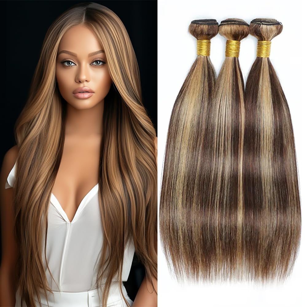 P4/27 Highlight Bundles Human Hair Ombre Bundles Blonde and Brown ...