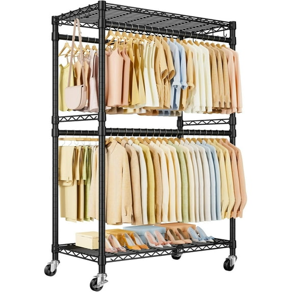 P4 Plus Rolling Clothes Rack Heavy Duty, Clothing Racks for Hanging ...