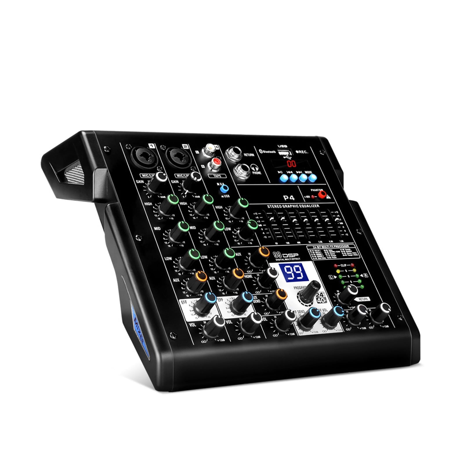 P4 Professional Audio Mixer 4-Channel 99 DSP USB/Bluetooth 3 ...