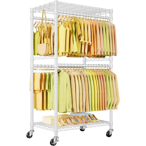 P4 Rolling Clothes Rack , Clothing Racks for Clothes, Freestanding ...