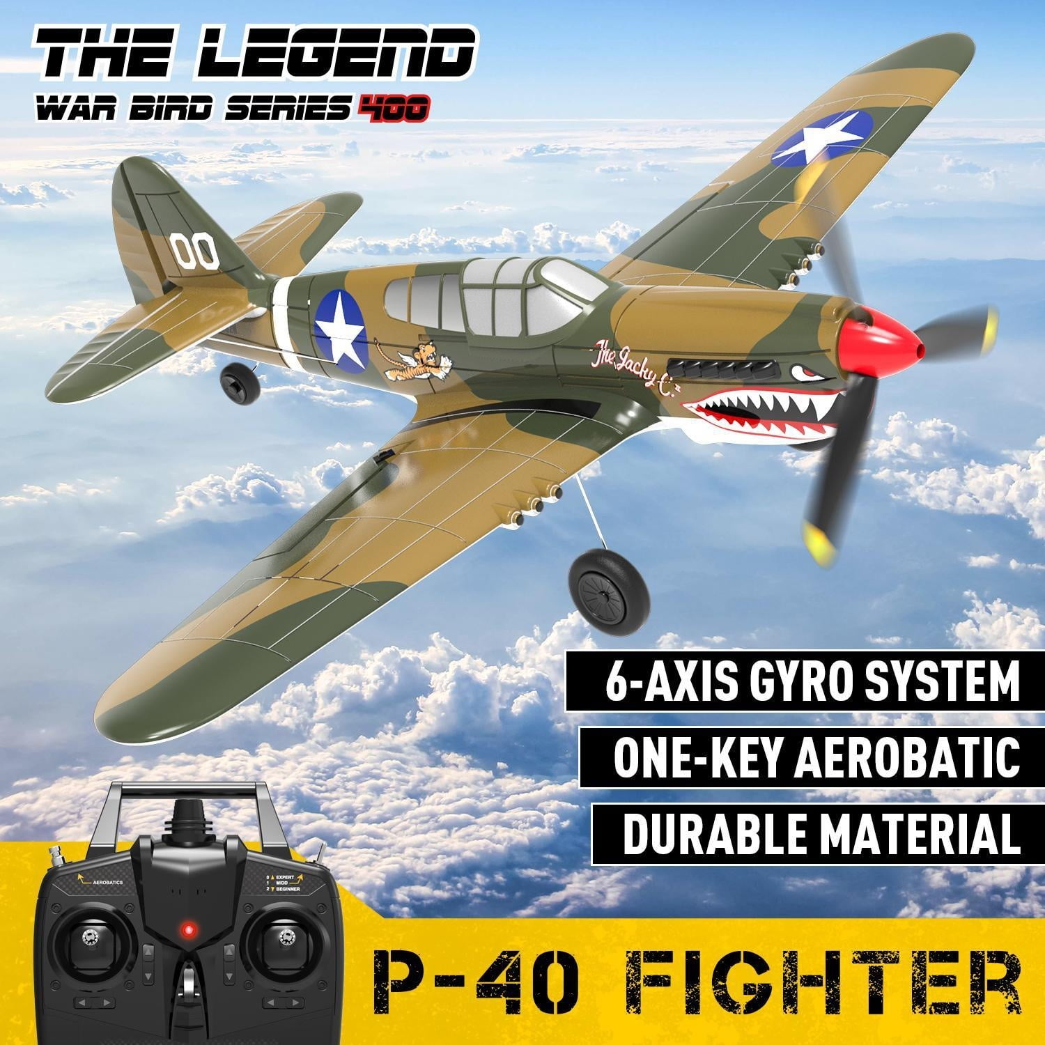 P40 4-Ch RC Plane 2.4G 6-Axis RTF A6M Airplane RC Fighter Remote ...