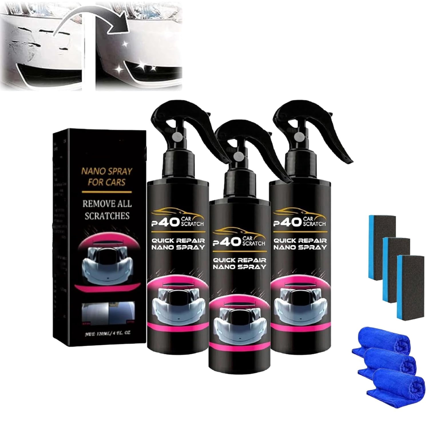 P40 Car Scratch Quick Repair Nano Spray, Instant Invisible Scratch ...