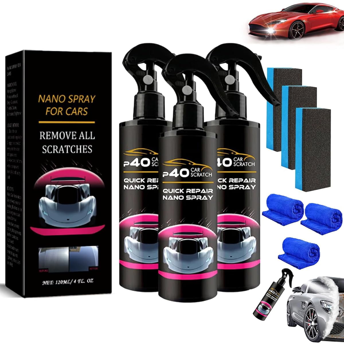 P40 Car Scratch Quick Repair Nano Spray, Nano Scratch Eliminate Polish ...