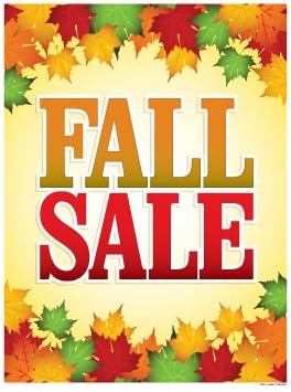 P40FLL "Fall Sale Leaf Design" Holiday Seasonal Vinyl Window Sale Sign ...