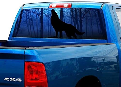 P428 Wolf Tint Rear Window Decal Wrap Graphic Perforated See Through ...