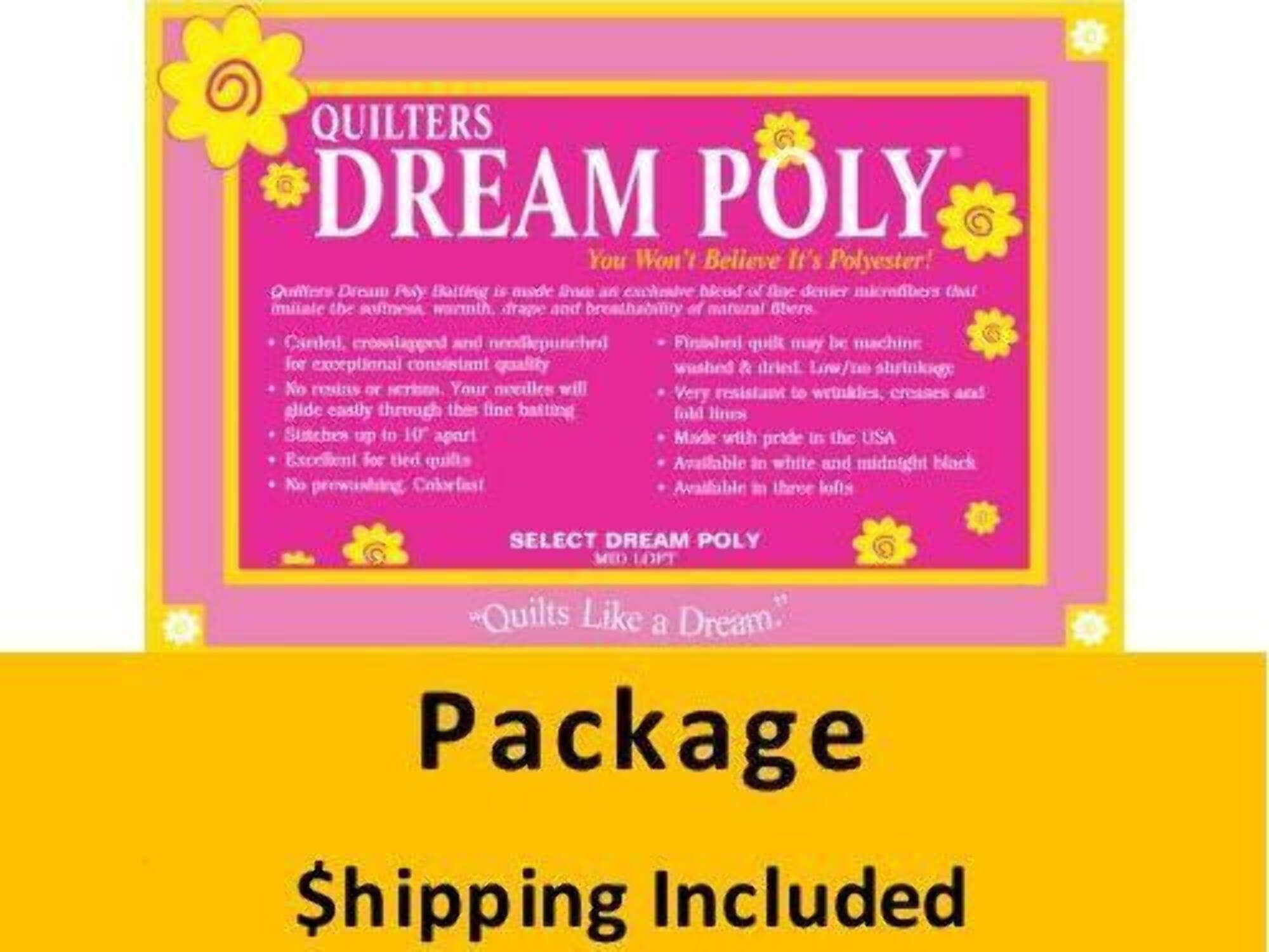 P4TWPK Dream Poly Select Batting (Package, Twin 72 in x 90 in) shipping ...