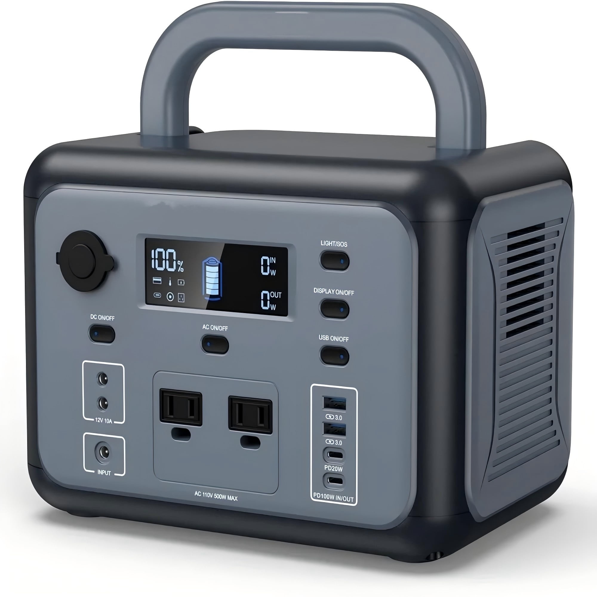 PGYOB Portable Power Station 518Wh 138000mAh, 110V/500W AC Output, 100W ...