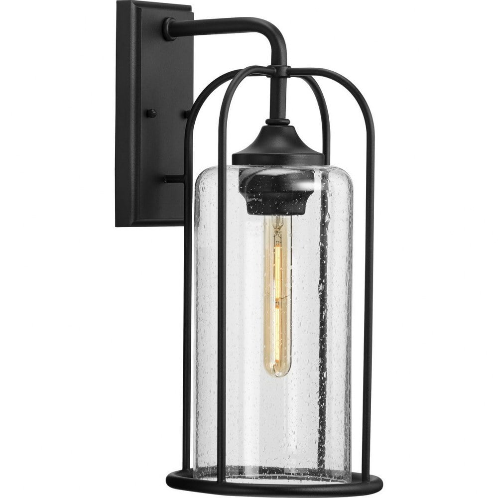 Watch Hill Collection One-Light Textured Black and Clear Seeded Glass ...