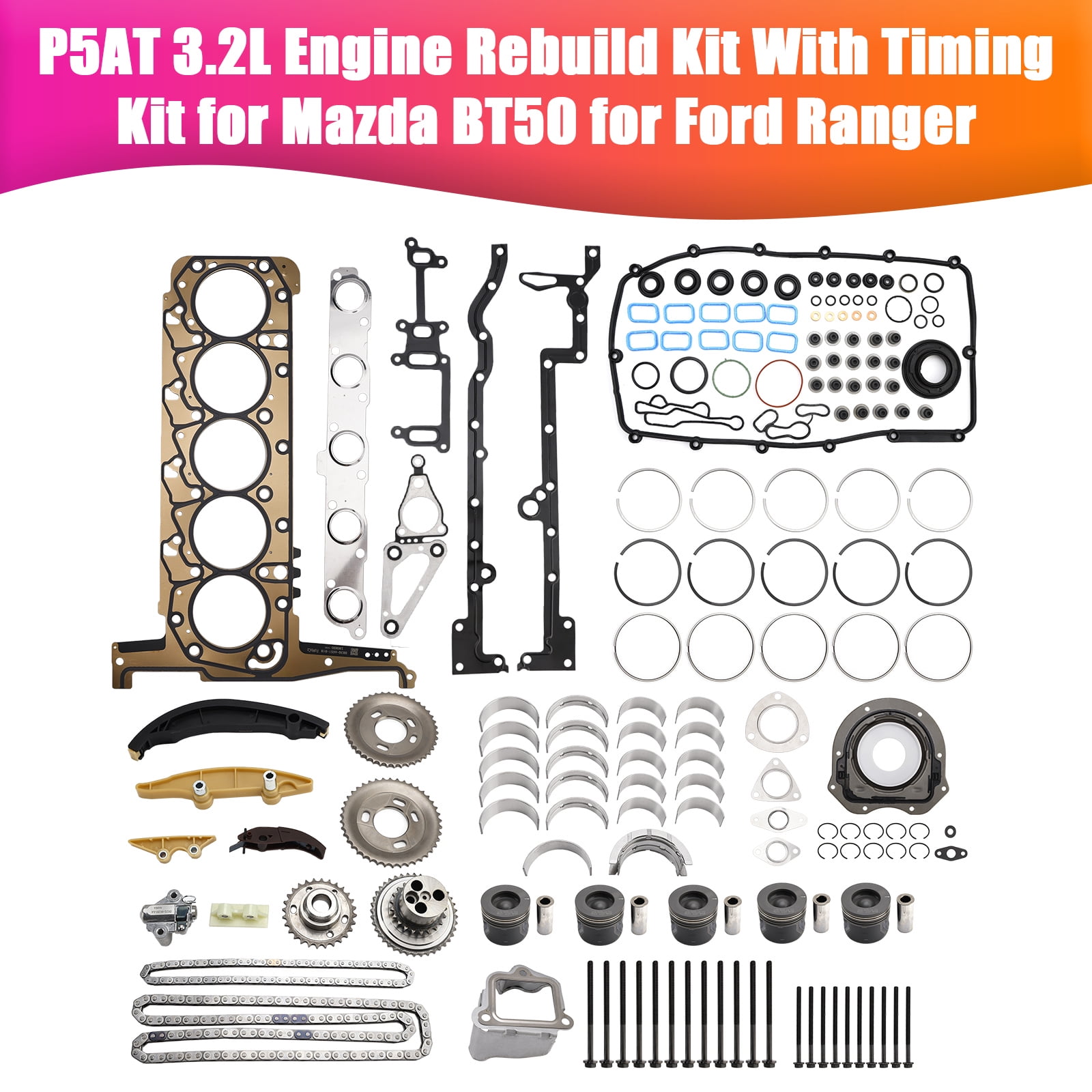 P5AT 3.2L Engine Rebuild Kit With Timing Kit for Mazda BT50 for Ford ...