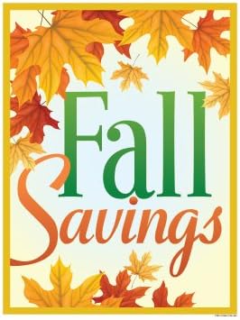 P70FFV "Fall Savings" Holiday Seasonal Vinyl Window Sale Sign Posters ...