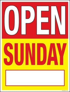 P70PND Open Sunday Hour Sign Window Sale Sign Posters Retail Business ...
