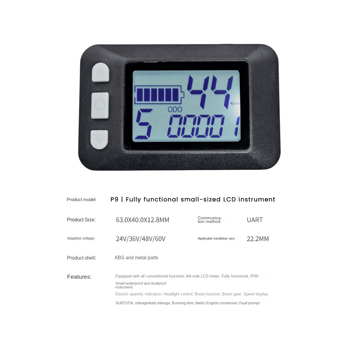 P9 LCD Display Dashboard Meter LCD Screen+36V 350W Sine Wave Controller ...