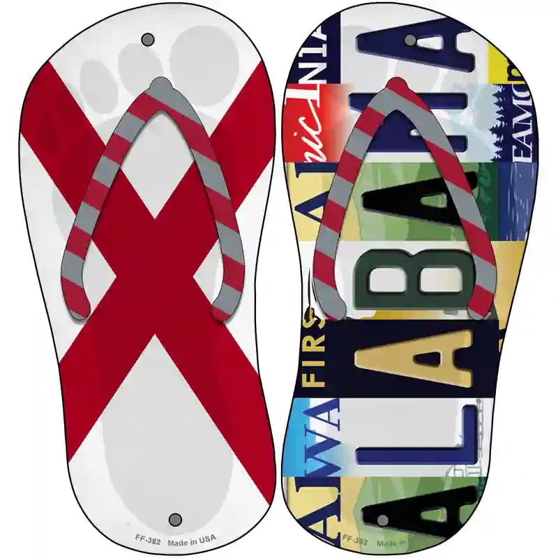 PA Flag|Steelers Strip Art Novelty Metal Flip Flops (Set of 2) 8" x 3. ...