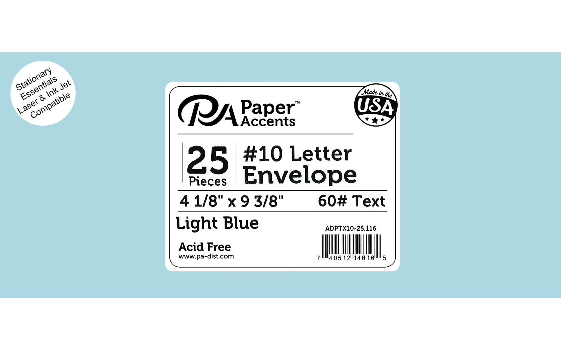 PA Paper Accents Envelope #10 Letter, Light Blue, 9.25" x 4", 25pc ...