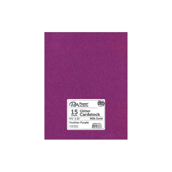 PA Paper Accents Glitter Cardstock 8.5" x 11" Heather Purple, 85lb ...