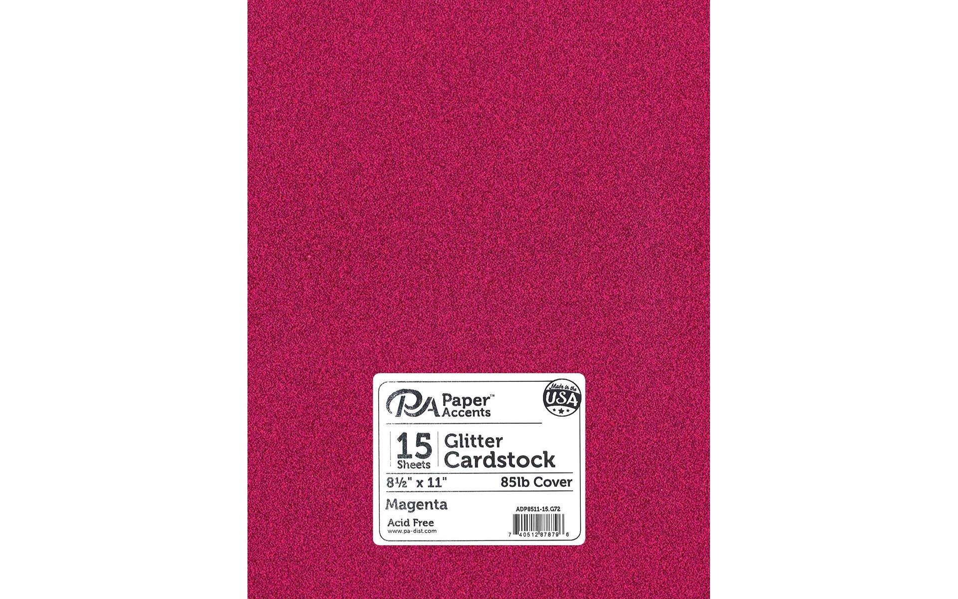 PA Paper Accents Glitter Cardstock 8.5" x 11" Magenta, 85lb colored ...