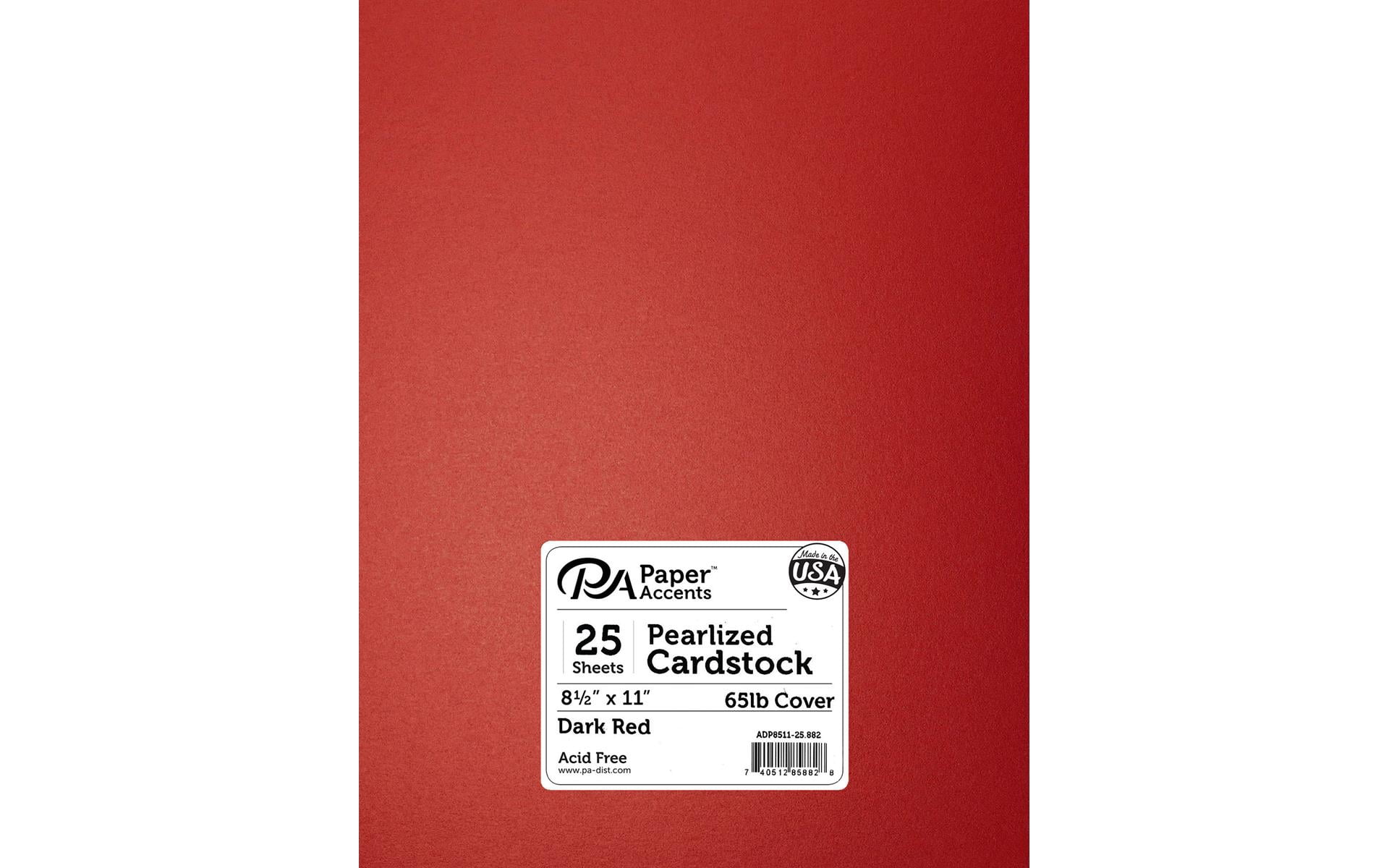 PA Paper Accents Pearlized Cardstock 8.5" x 11" Dark Red, 65lb colored ...